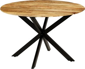Jídelní stůl z masivního hrubého mangovníku a oceli | 120x77 cm