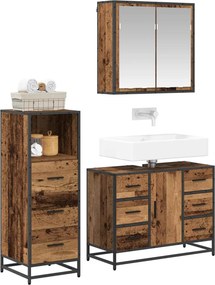 Sada koupelnového nábytku 3 ks Staré dřevo 80 x 33 x 60 cm 3402536