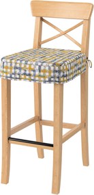 Sedák na židli IKEA Ingolf - barová barva modrá látka pletený vzor, vzorované