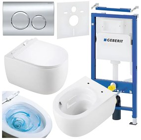 BPS-koupelny Podomítkový modul Geberit DuoFix s WC mísou LE-WH-TR-01 + ovládací tlačítko Delta 20 chrom