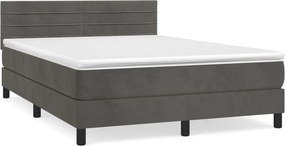 Box spring postel s matrací tmavě šedý 140 x 190 cm samet 3141360