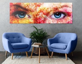 Obraz modré oči s abstraktními prvky - 150x50 cm