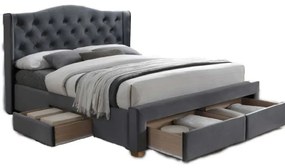 Signal Čalouněná postel ASPEN II VELVET 160 x 200 cm barva šedá / dub