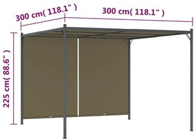 vidaXL Marketos Zahradní altán se zatahovací střechou 3 x 3 m taupe 180 g/m²