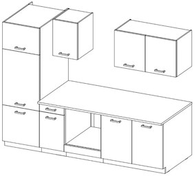 Kuchyňská linka TONI | 260 cm | S PRACOVNÍ DESKOU | bílá/artisan