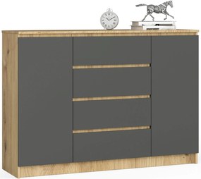 Komoda K140 2D4SZ dub artisan/grafitová šedá