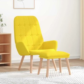 Relaxační křeslo s podnožkou světle žluté textil 3315154
