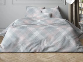Mistral Home povlečení bavlněný satén Mist Check Grey-Pink - 220x200 / 2x70x90 cm