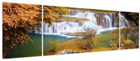 Obraz - Vodopády Huay Mae Khamin, Thajsko (170x50 cm)