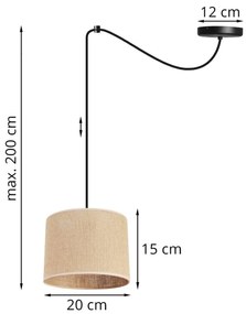 Závěsné svítidlo JUTA SPIDER, 1x jutové stínítko, (výběr ze 2 barev konstrukce), (fi 20cm)