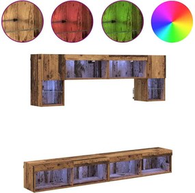 TV nástěnné jednotky s LED 6 ks Staré dřevo Kompozitní dřevo 3402962