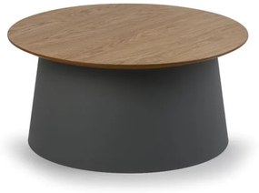 Plastový kávový stolek SETA s dřevěnou deskou, průměr 690 mm, šedý