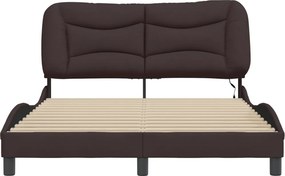 Rám postele s LED bez matrace Hvar Tmavě hnědá 120x200 cm Látka 3213693