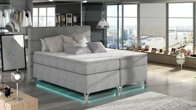Luxusní box spring postel Arkea+ LED 180x200, Režná látka Savana 21