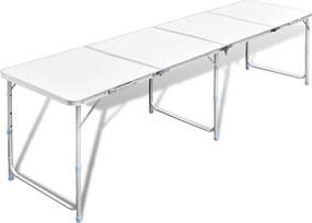 vidaXL Skládací kempingový stůl s nastavitelnou výškou 240 x 60 c m hliník [41327] Barva: Bílá