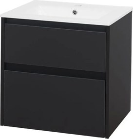 Mereo Mereo, Opto, koupelnová skříňka s keramickým umyvadlem 61 cm, bílá, dub, bílá/dub, černá, CN940