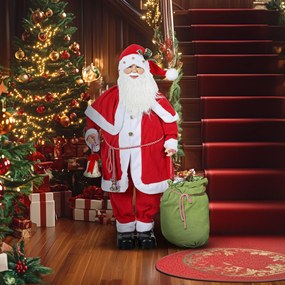 HOMCOM Postava Santa Clause, pohyblivá, se senzorickým zvukem, smích & hudba, 140 cm, červená