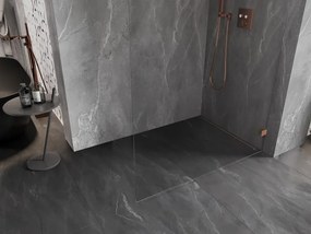 Mexen, Mexen Lunar L sprchová stěna pravá 60 x 200 cm, průhledná 8 mm, broušená měď - 830L-060-000-65-00-P