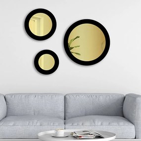 Zrcadlo Balde Trio Black - gold glass Rozměr: ø 35, 45, 65 cm