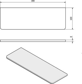 Sapho koupelnová police 300 x 100 x 8 mm čiré sklo 23481 Koupelny Bernold