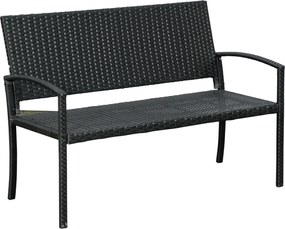 Outsunny polyratanová zahradní lavička 2místná lavička s ocelovým rámem a proutím černá Š122 x H60 x V87cm pro zahradu a terasu | Aosom.de