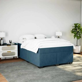 Box spring postel s matrací tmavě modrá 140x190 cm samet 3285285