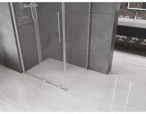 Mexen Velar, sprchový kout s posuvnými dveřmi 110 x 100 cm, 8mm čiré sklo, broušená ocel, 871-110-100-01-97