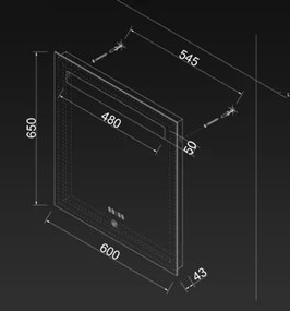 Eurosanit MALENA 60 až 160 cm – zrcadlo do koupelny s LED osvětlením a hodinami Rozměr: 60x65cm