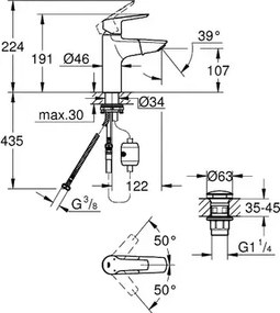 Grohe QuickFix Start - Umyvadlová baterie s výsuvnou koncovkou a výpus