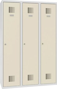 MALOW Šatní skříň kovová Sum 430 W šířka 1200 mm [bílá šedá, béžová, cylindrický zámek]