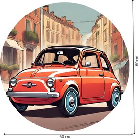 PIPPER. Kruhová samolepka na zeď "Fiat 500" Velikost: 100cm