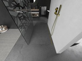 Mexen Kioto, sprchová zástěna Walk-In 100 x 200 cm, 8mm čiré sklo bílý vzor, ​​zlatý matný profil, 800-100-002-55-85