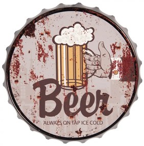 Kovová kulatá cedule Beer -Ø 33*5 cm – 33x5 cm