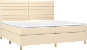 Box spring postel s matrací krémová 200x200 cm textil 3142446