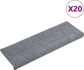 Schodové rohože samolepicí 20 ks 65 x 21 x 4 cm světle šedé s obdélníkovým okrajem 3365718