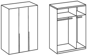 Šatní skříň New York D, 135 cm, bílá/bílý lesk