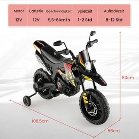 Costway 12 Dětský elektromotocykl V s tréninkovými koly Licencovaný elektrický