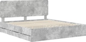 Rám postele s čelo Betonově šedá 180 x 200 cm Inženýrské dřevo 3412570