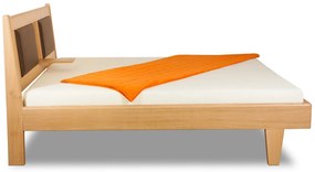 Krajča Manželská postel z masivu Frontera 180 x 220 cm (dub) Povrchová úprava: Karamel, Druh dřeva: Dub, Barva čalounění: Červená