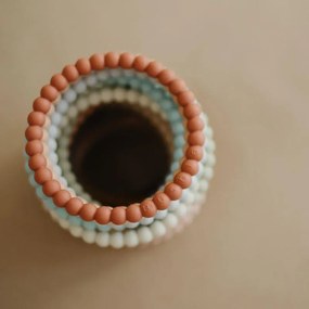 Mushie Náramkové kousátko ze silikonu Pearl 3 ks Linen-peony-pale-pink