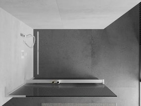 Mexen Kioto+ L, sprchová zástěna Walk-In s poličkou a věšákem 110 x 200 cm, 8mm sklo s žebrovým vzorem, bílý profil, 800-110-123-20-09