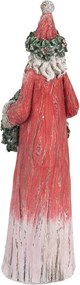 Červeno-zelená vánoční dekorace Santa s věnečkem - 7*6*24 cm