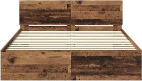 Rám postele s čelo Staré dřevo 135 x 190 cm Kompozitní dřevo 3403574