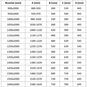 Mexen Exo, výklopné sprchové dveře 95 cm, čiré sklo, zlatá, 819-095-000-50-00