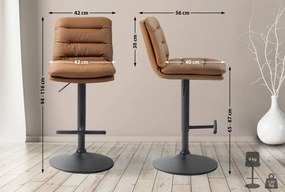 2x Barová židle Damar - koženka, černý rám - Světle hnědá