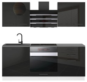 Kuchyňská linka Belini Premium Full Version 180 cm černý lesk s pracovní deskou MARY