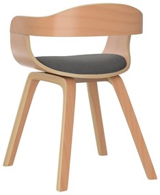 Jídelní židle 6 ks světle šedé ohýbané dřevo a textil,  3092393