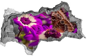 Wallmuralia Samolepící díra na stěnu Motýl na květině 95x73 cm