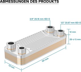 Výměník tepla Wiltec – 22 kW, 4 m³/h, 0,18 l (50671)