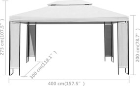 vidaXL Marketos Altán se světelnými LED řetězy bílý 3 x 4 m